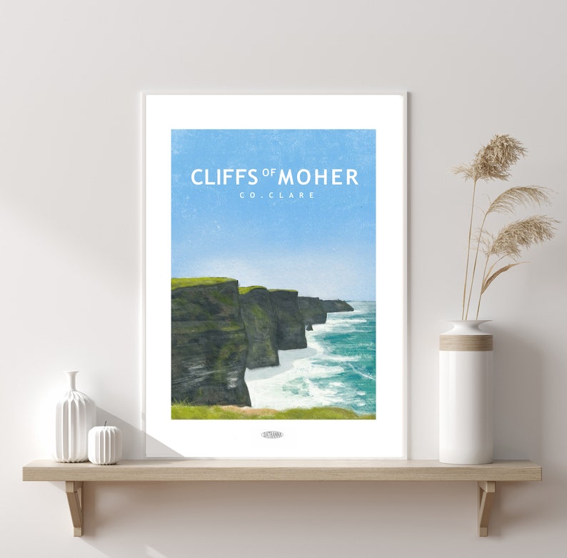 Clare Travel Poster, Cliffs of Moher Prints, Irish Landscape Prints ...