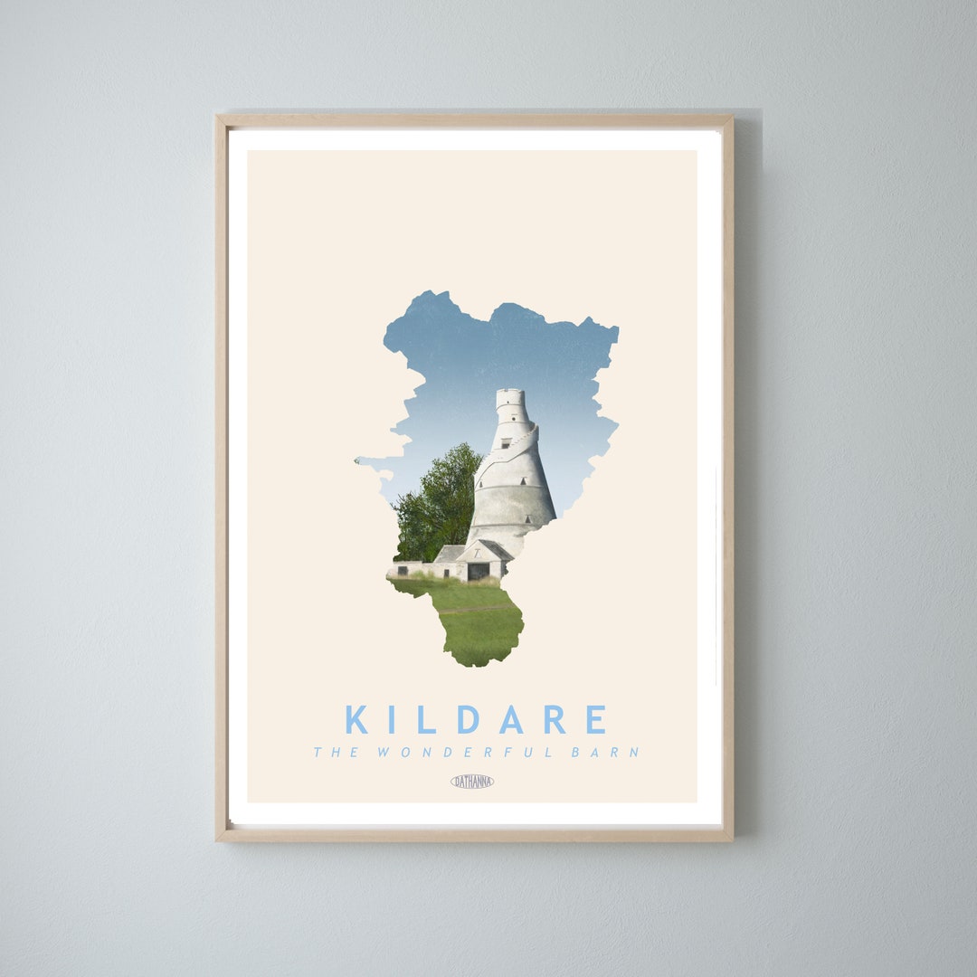 Kildare Map Travel Poster, Irish Landscape Prints, Gaeilge Art, Irish ...