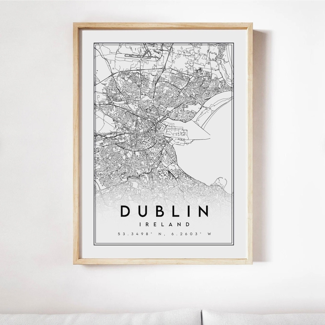 Dublin City Map Print 6, Dublin Map Poster, Dublin Map Wall Art, Dublin ...