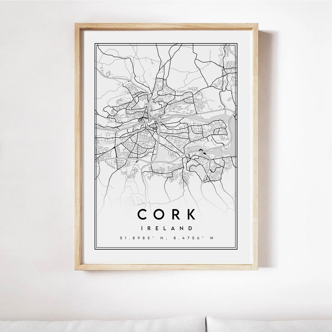 Cork City Map Print 6, Cork Map Poster, Cork Map Print, Cork Street Map ...