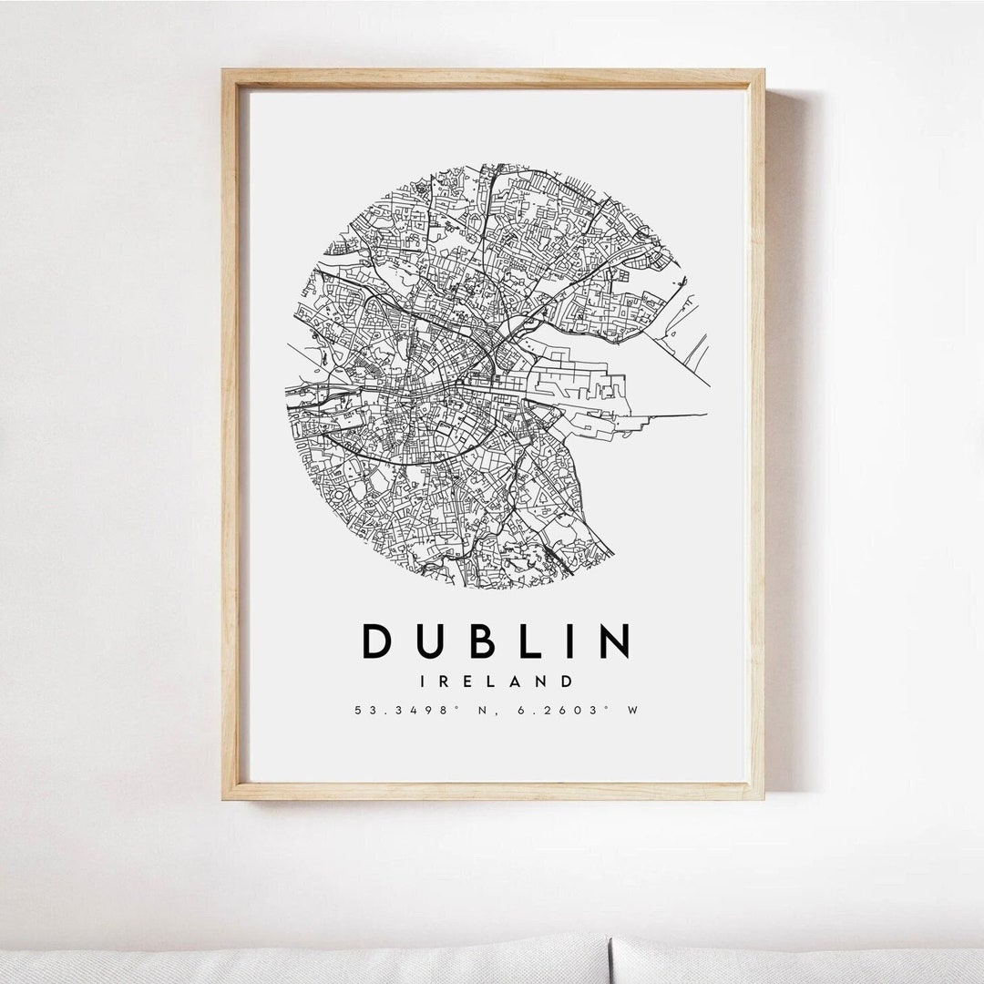 Dublin City Map Print 3, Dublin Map Poster, Dublin Map Wall Art, Dublin ...