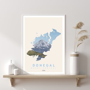 Donegal Map Travel Poster Option 1 , Irish Landscape Prints, Gaeilge ...