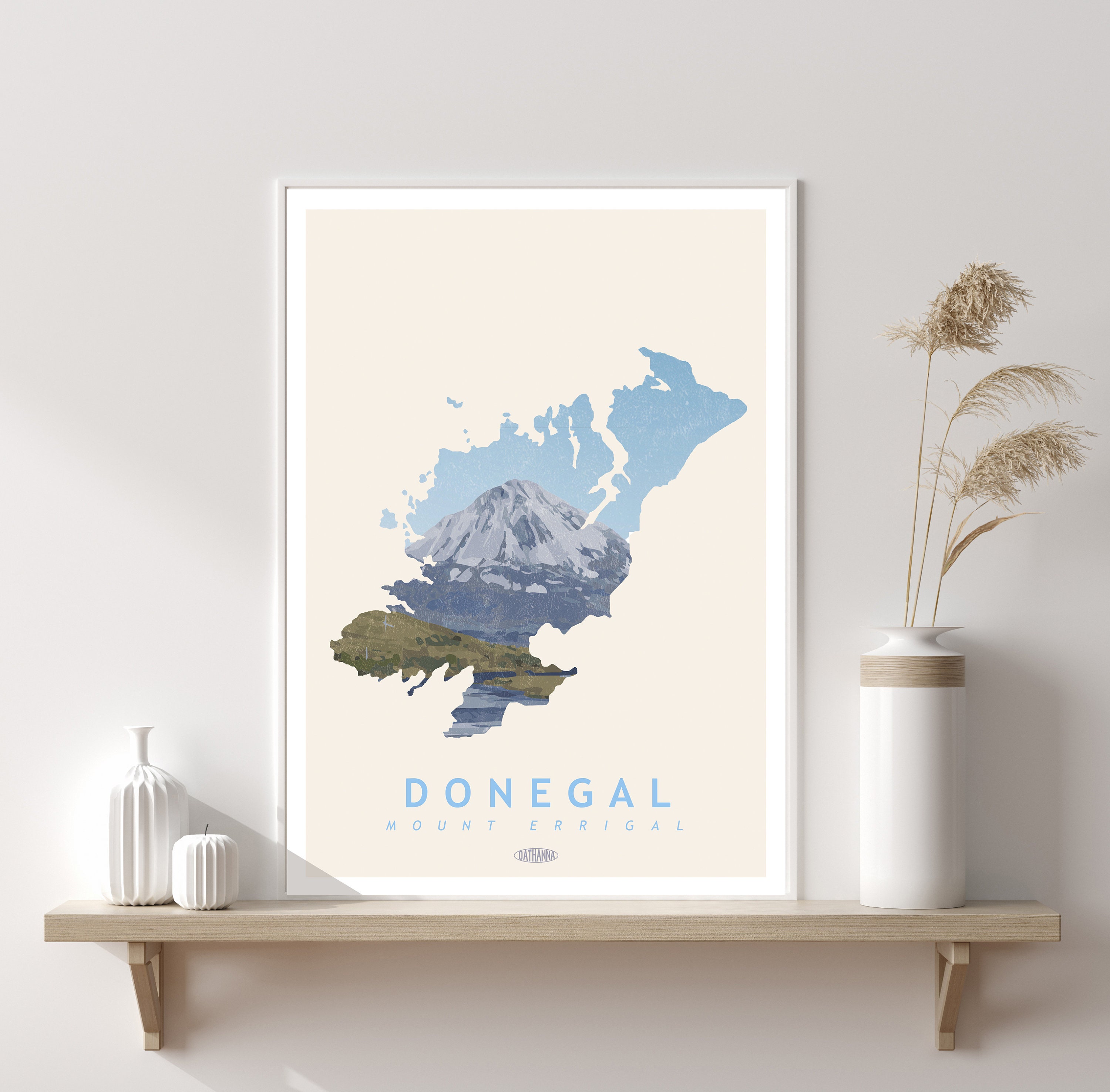Donegal Map Travel Poster Option 1 , Irish Landscape Prints, Gaeilge ...