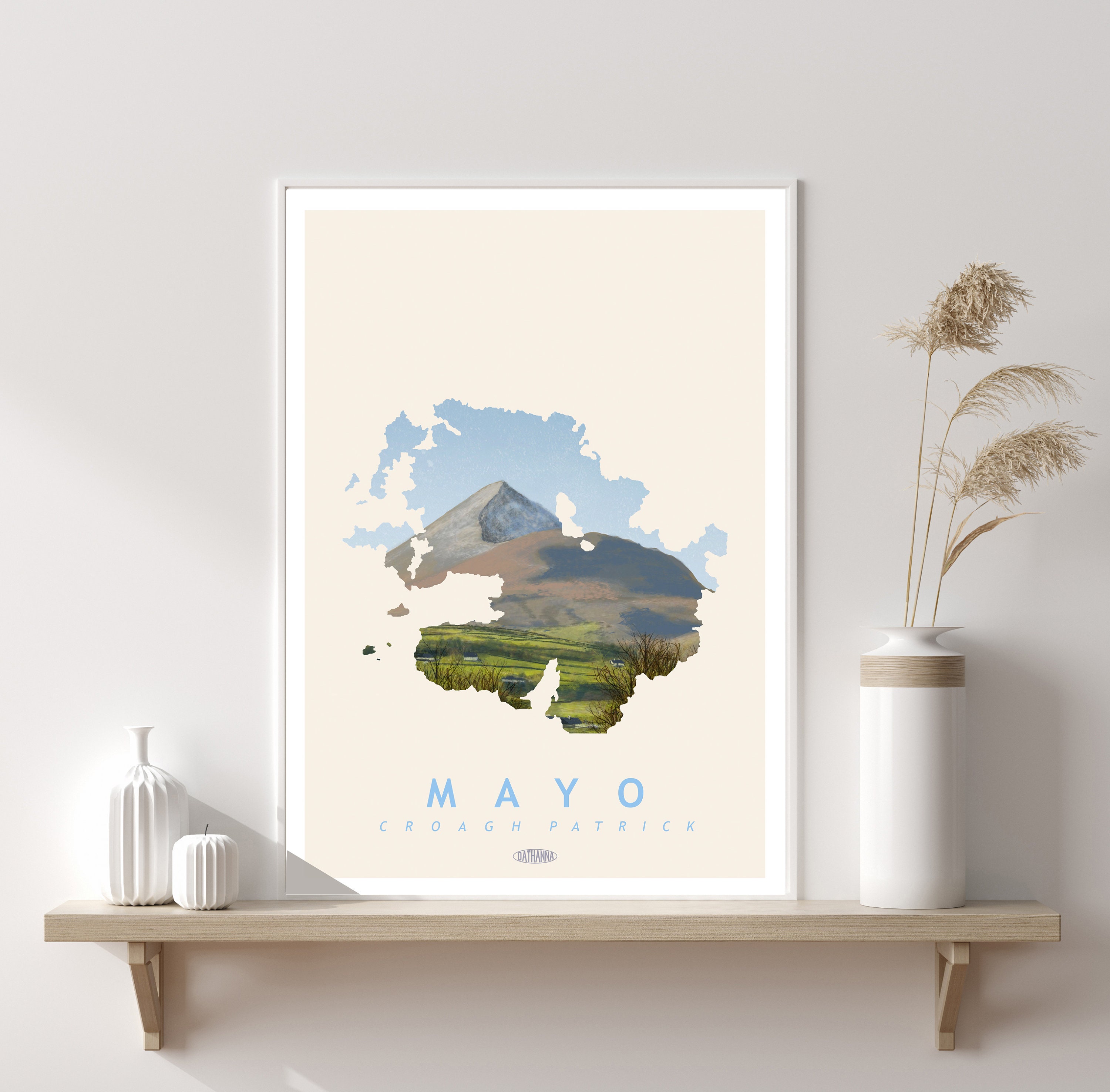 Mayo Map Travel Poster Croagh Patrick County Mayo Irish - Etsy UK