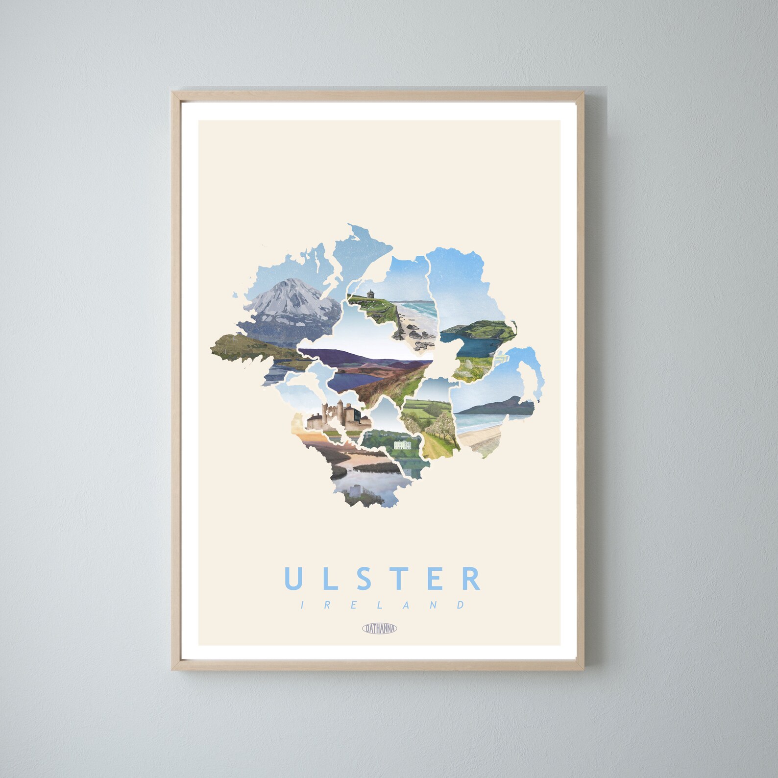 Ulster Province Map Travel Poster, Irish Landscape Prints, Irish Poster ...