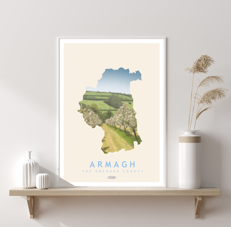 Armagh Map Travel Poster Orchard County Armagh Irish | Etsy