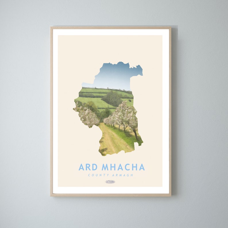 Armagh Map Travel Poster, Orchard County Armagh Irish Landscape Prints ...