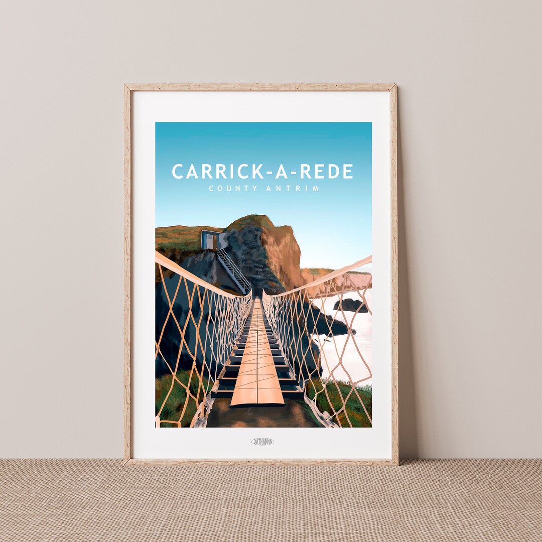 Carrick-a-rede Rope Bridge Art Print, Antrim 3 Travel Poster, Irish ...