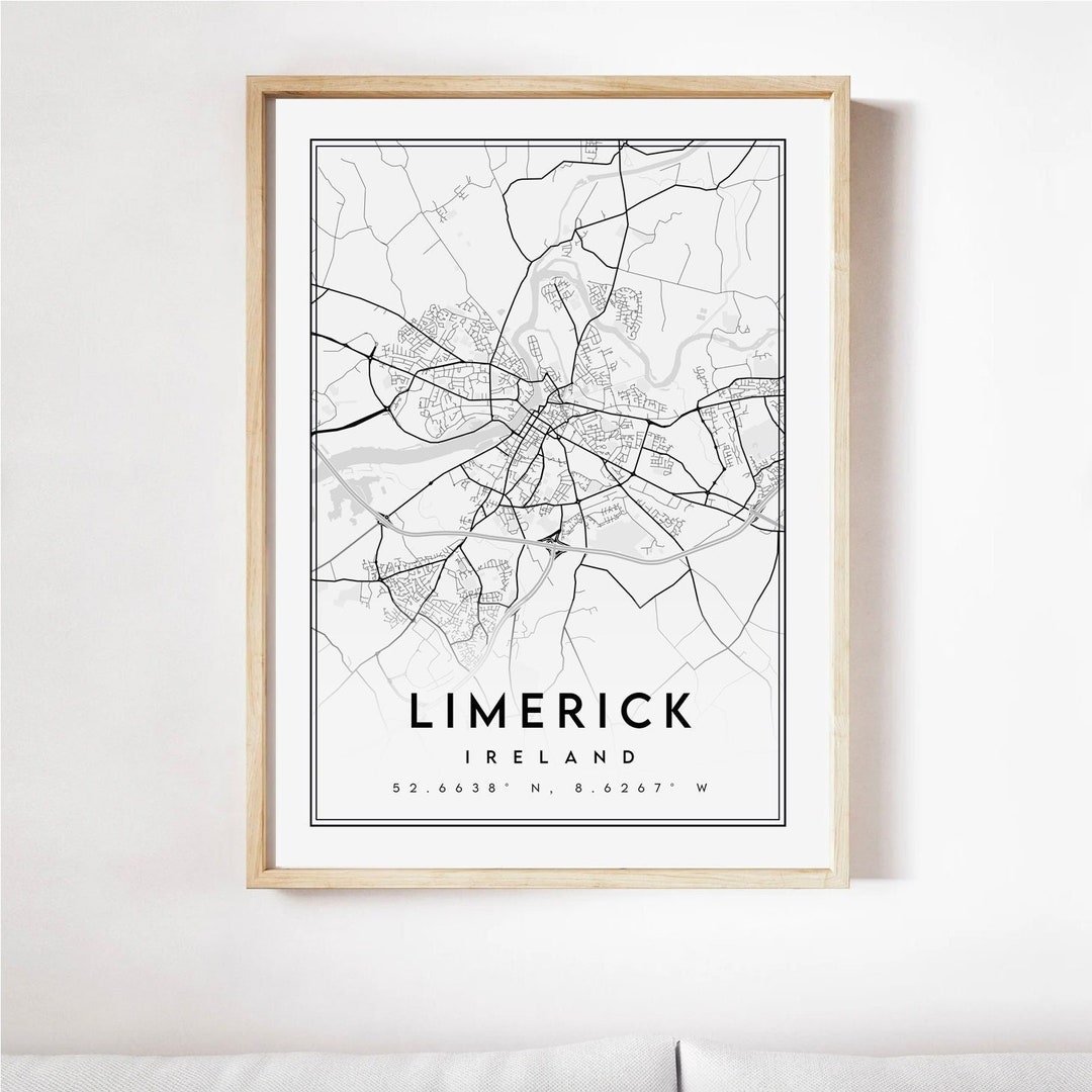 Limerick City Map Print 6, Limerick Map Poster, Limerick Map Print ...
