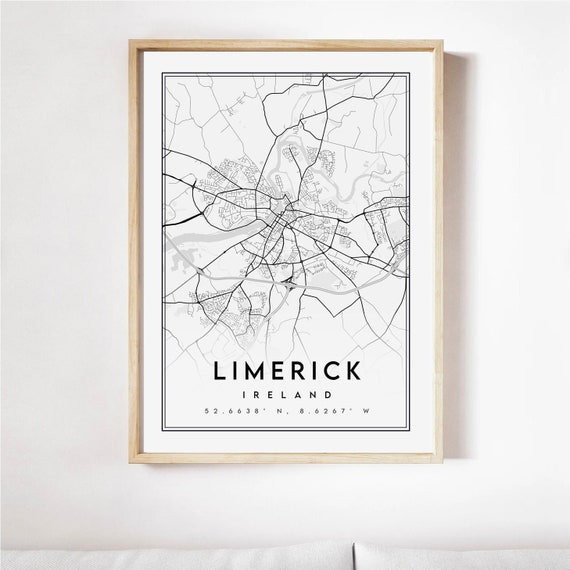Limerick City Map Print 6 Limerick Map Poster Limerick Map | Etsy