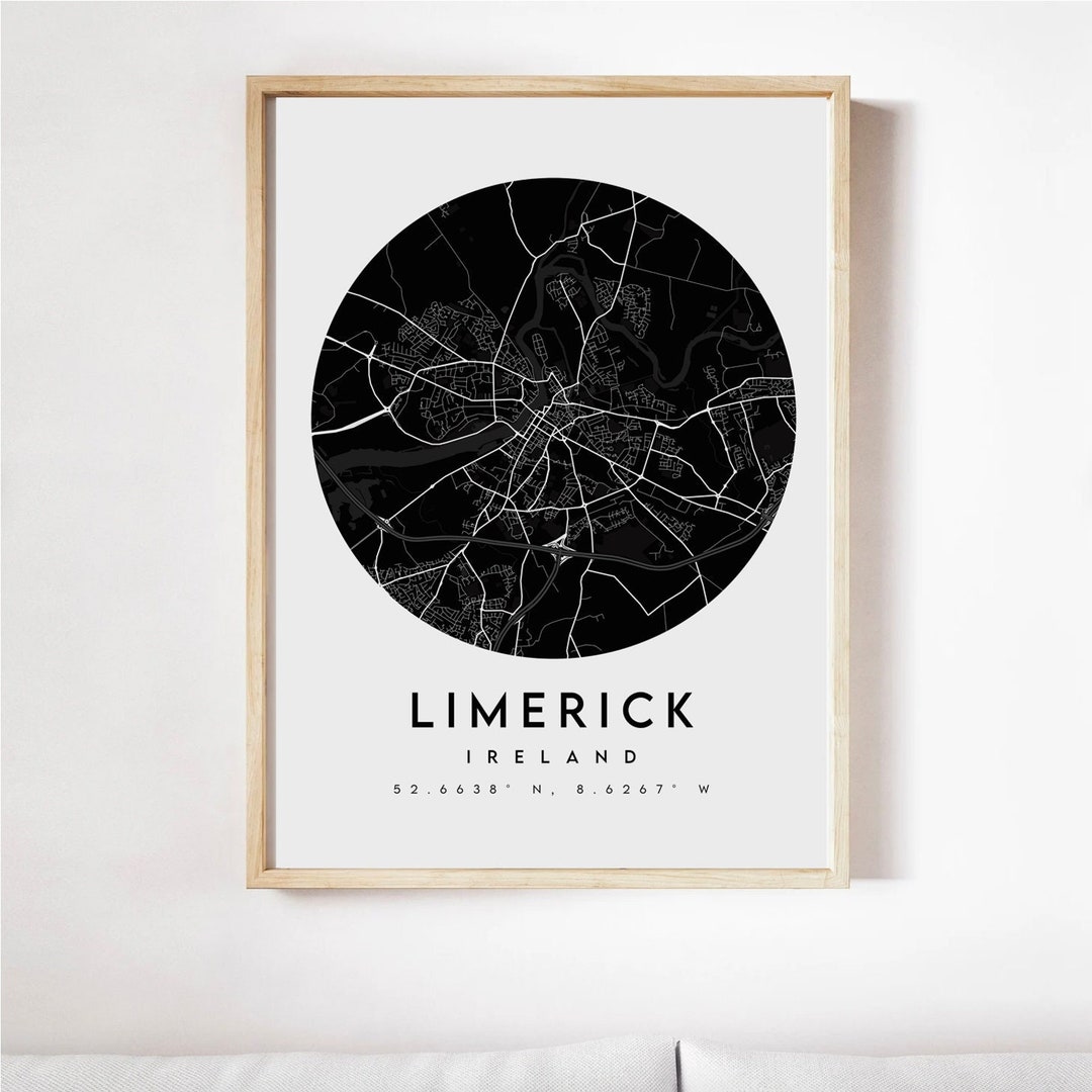 Limerick City Map Print 4, Limerick Map Poster, Limerick Map Print ...