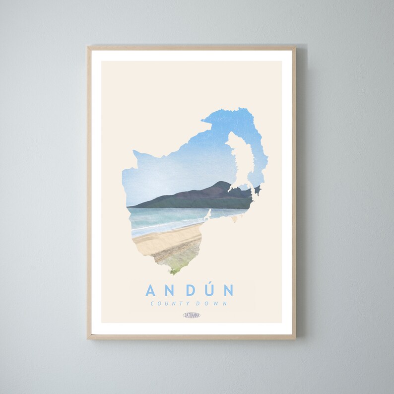 Down Map Travel Poster, Irish Landscape Prints, Gaeilge Art, Irish ...