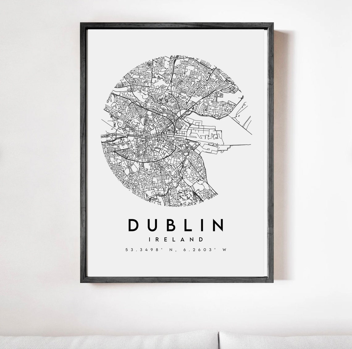 Dublin City Map Print 3, Dublin Map Poster, Dublin Map Wall Art, Dublin ...