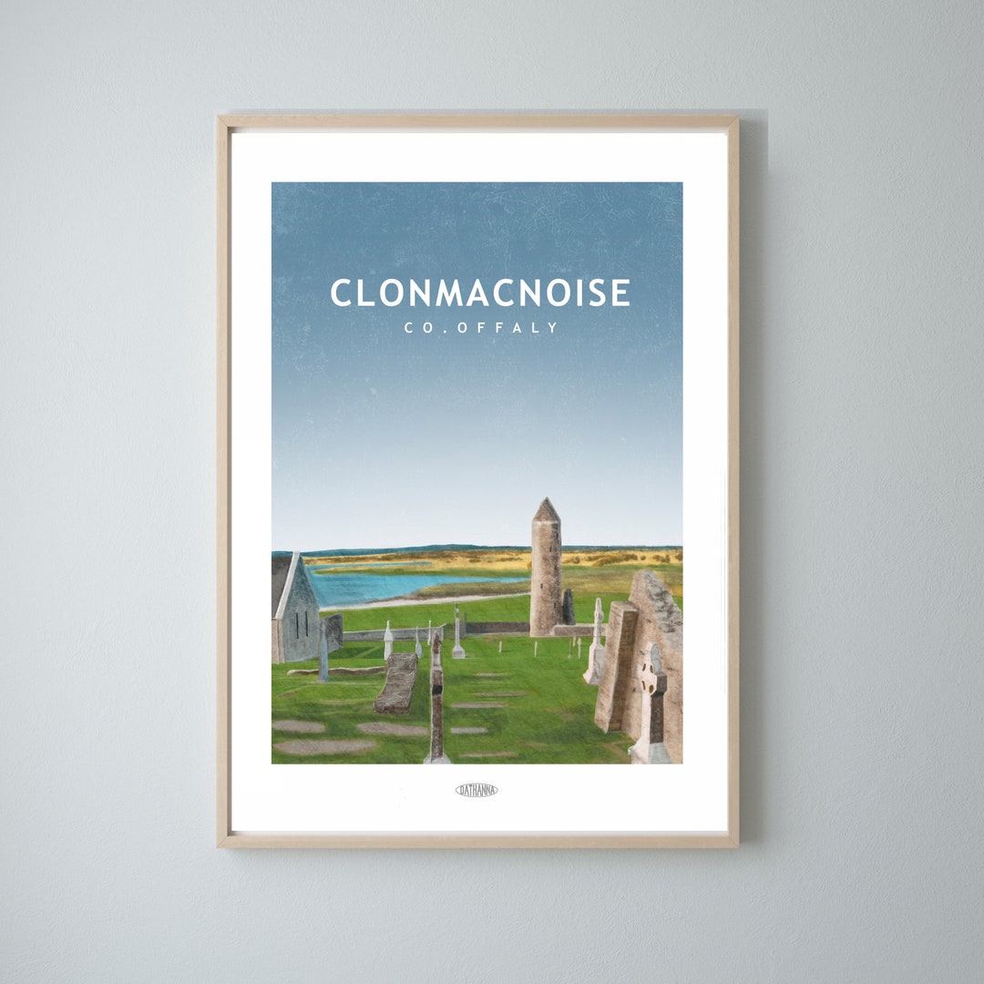 Offaly Travel Poster, Clonmacnoise , Irish Landscape Prints, Irish ...