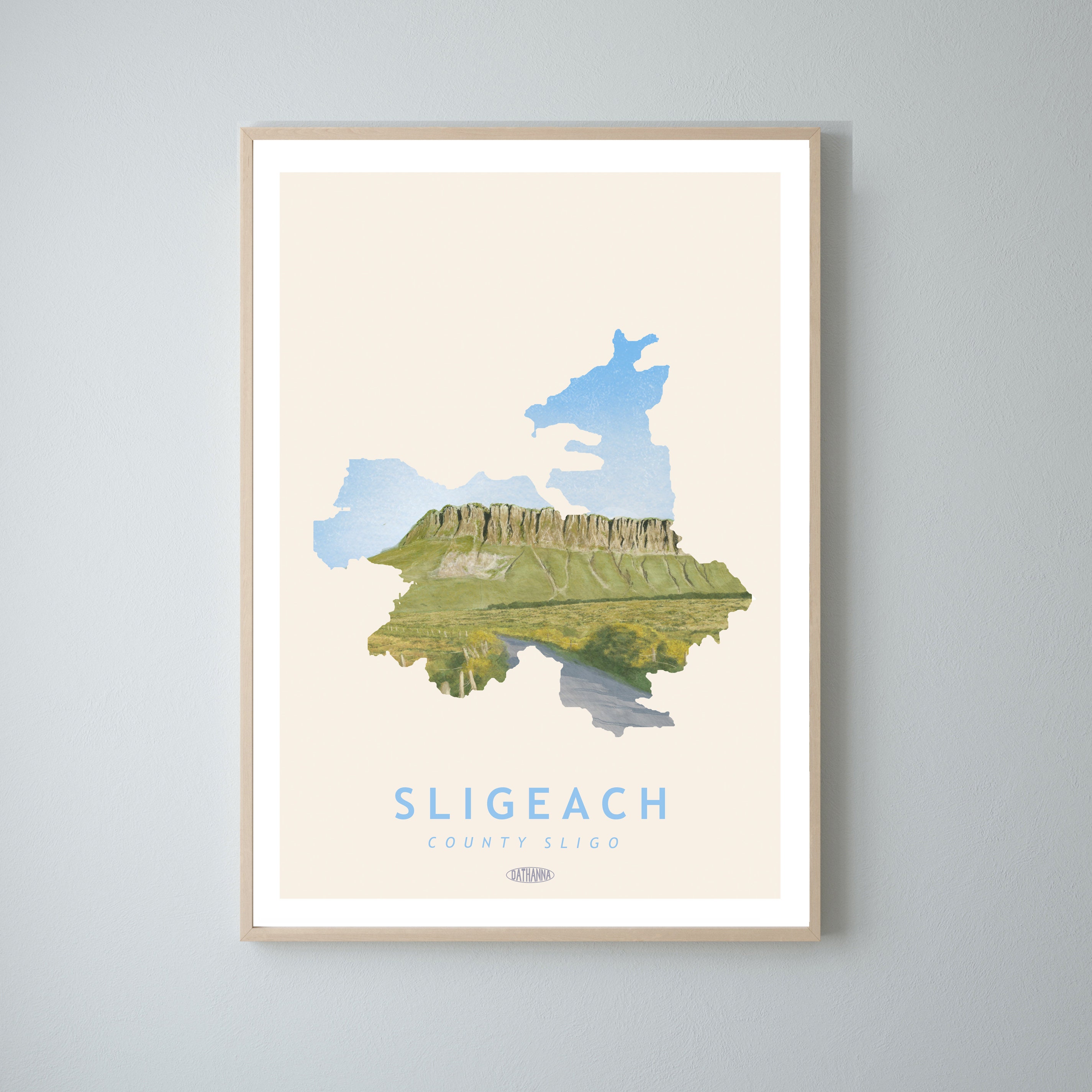 Sligo Map Travel Poster, Irish Landscape Prints, Gaeilge Art, Irish ...
