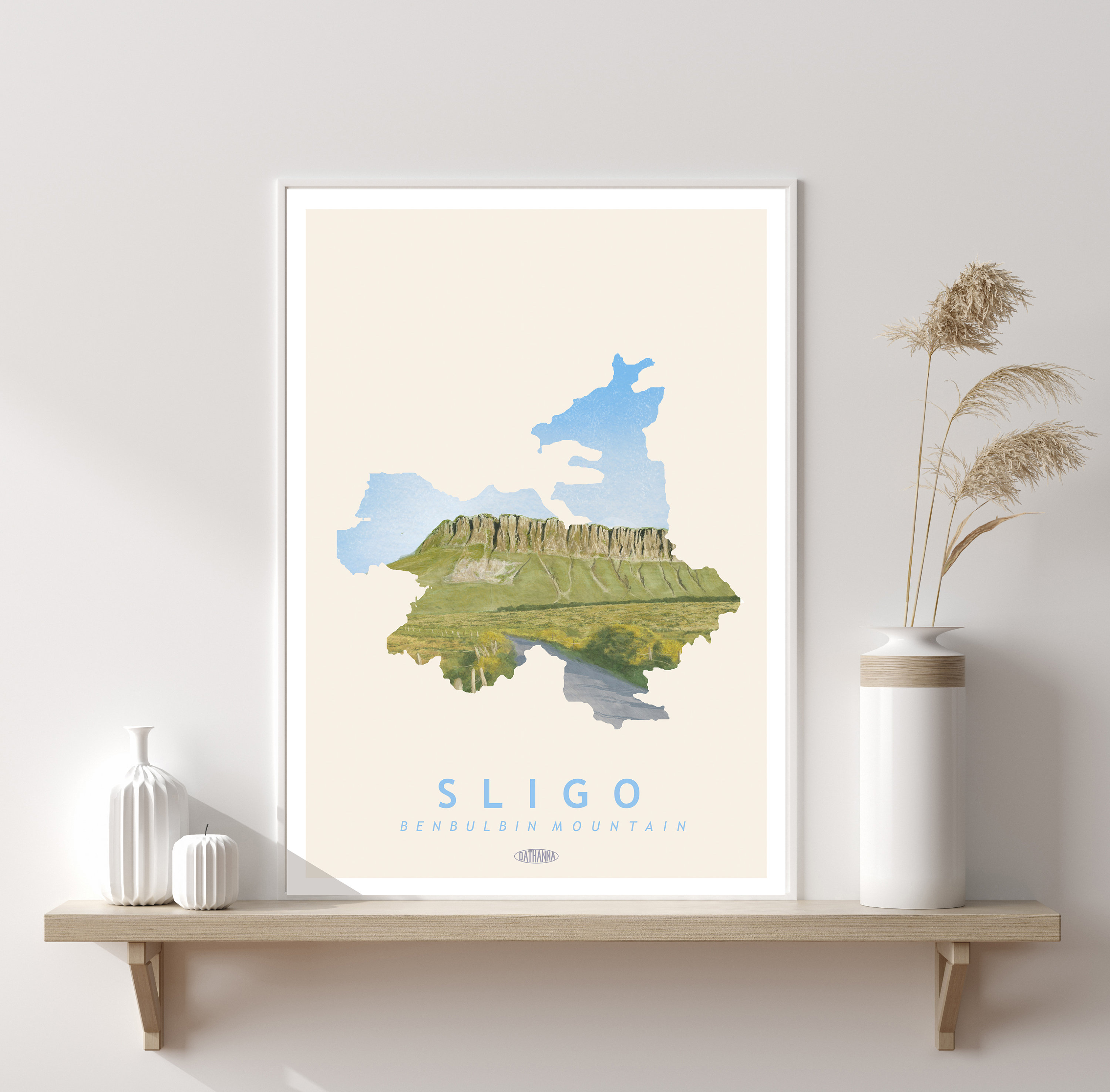 Sligo Map Travel Poster, Irish Landscape Prints, Gaeilge Art, Irish ...