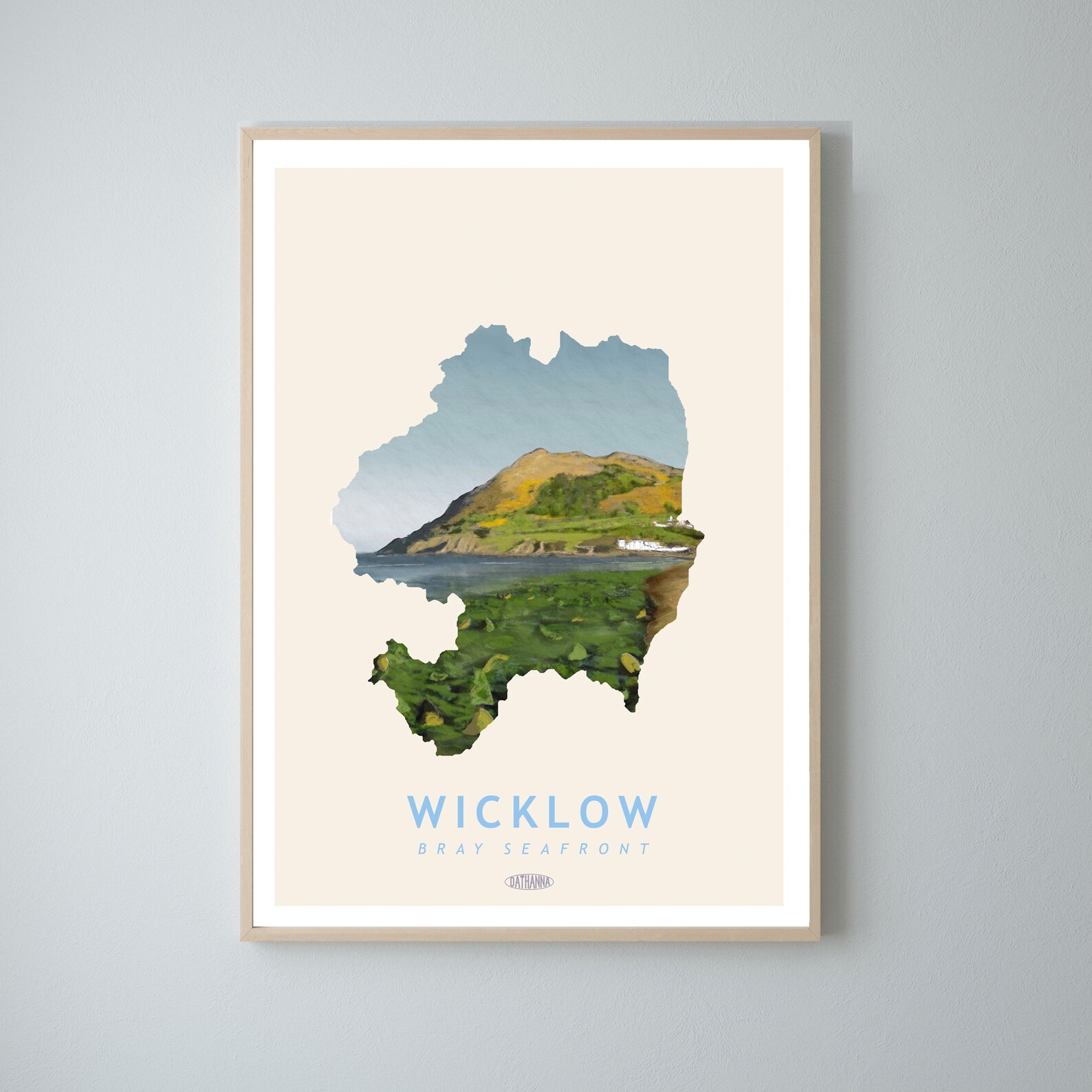 Wicklow Map Travel Poster Option 2 Bray Seafront Irish - Etsy