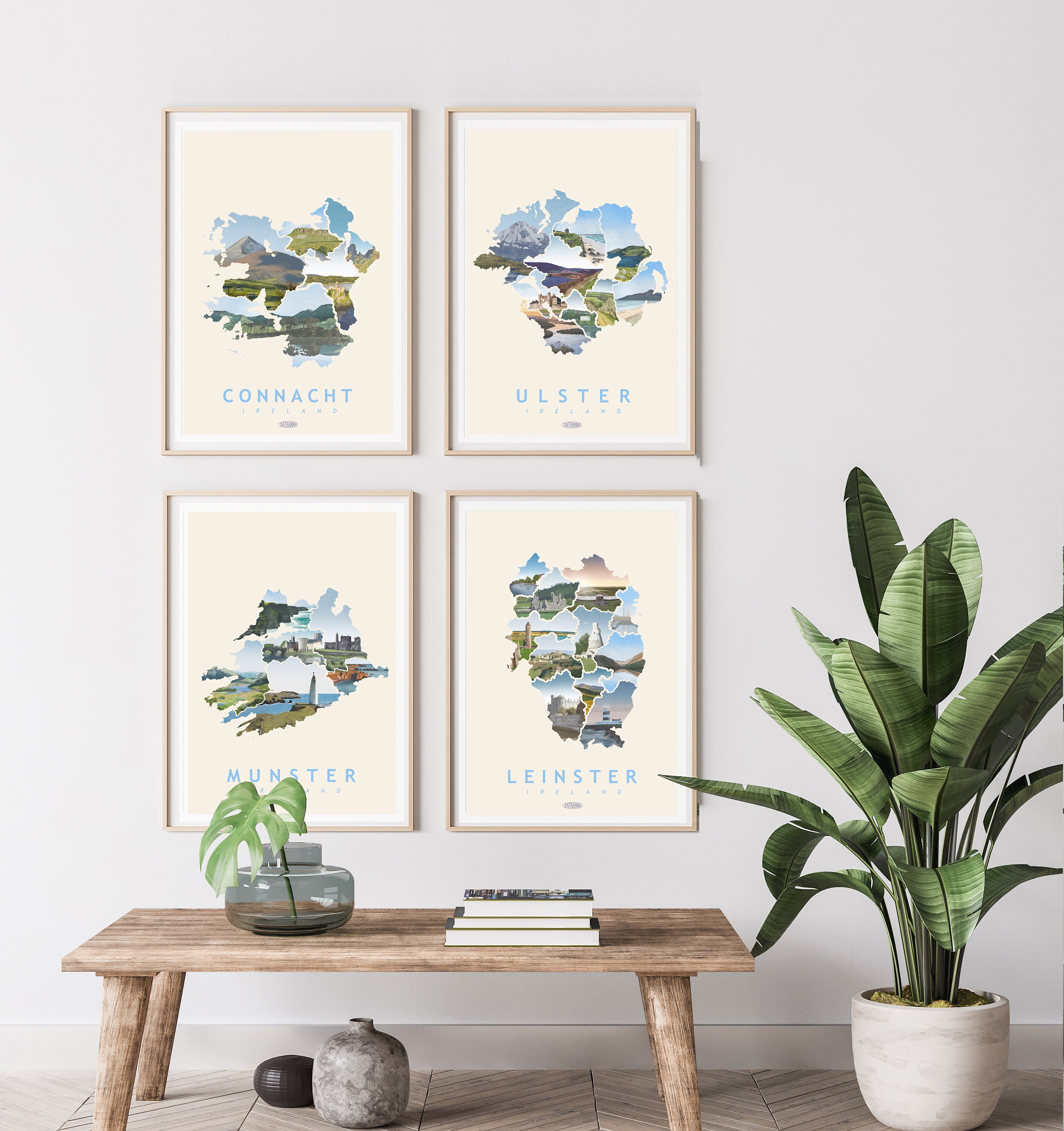 Ulster Province Map Travel Poster, Irish Landscape Prints, Irish Poster ...