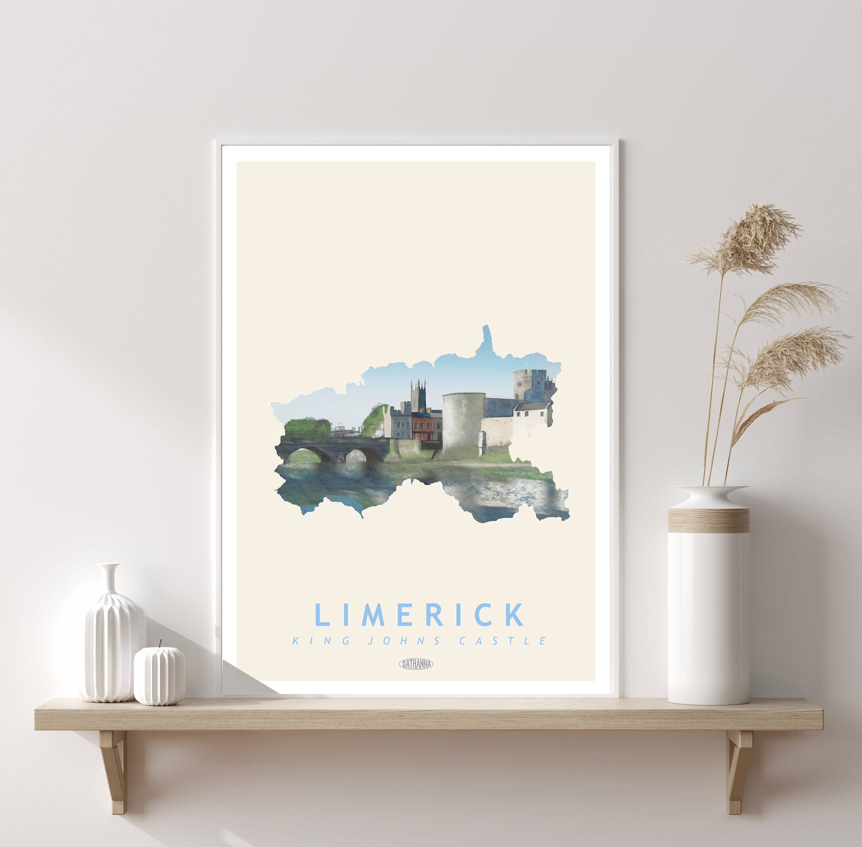 Limerick Map Travel Poster , Irish Landscape Prints, Gaeilge Art, Irish ...