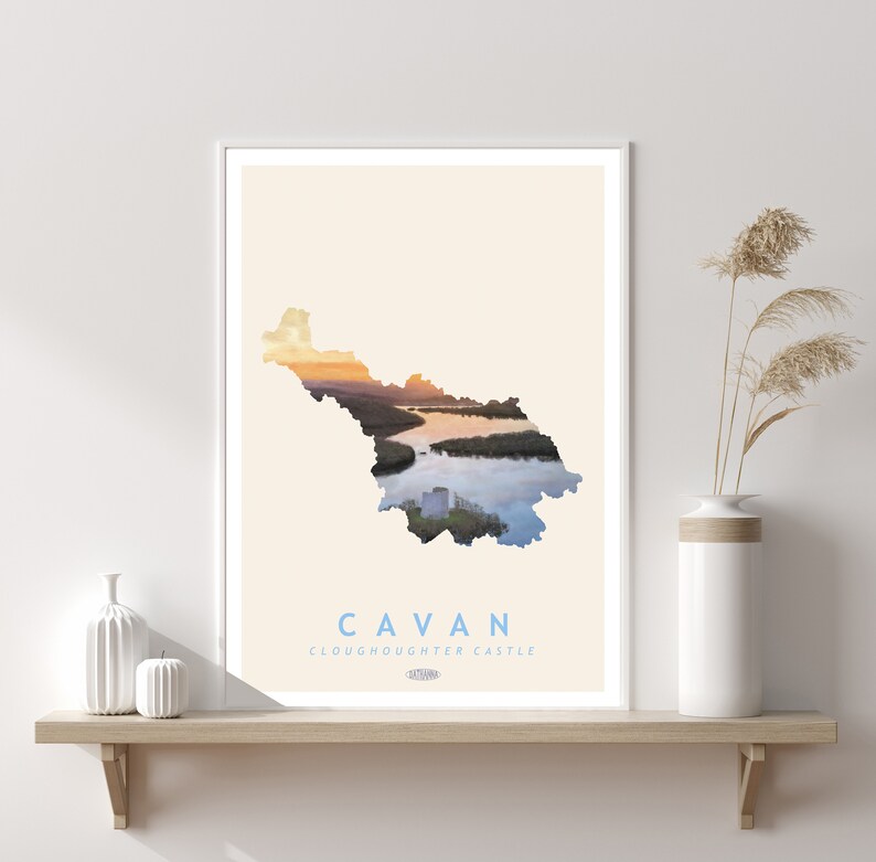 Cavan Map Travel Poster Irish Landscape Prints Gaeilge Art - Etsy