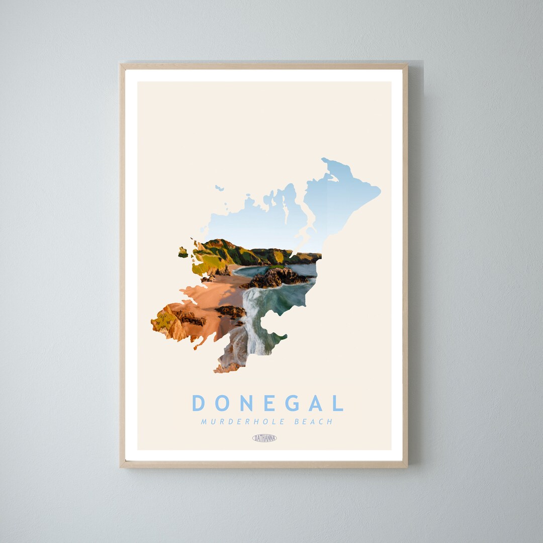 Murderhole Beach, Donegal Map Travel Poster Option 3 , Irish Landscape ...