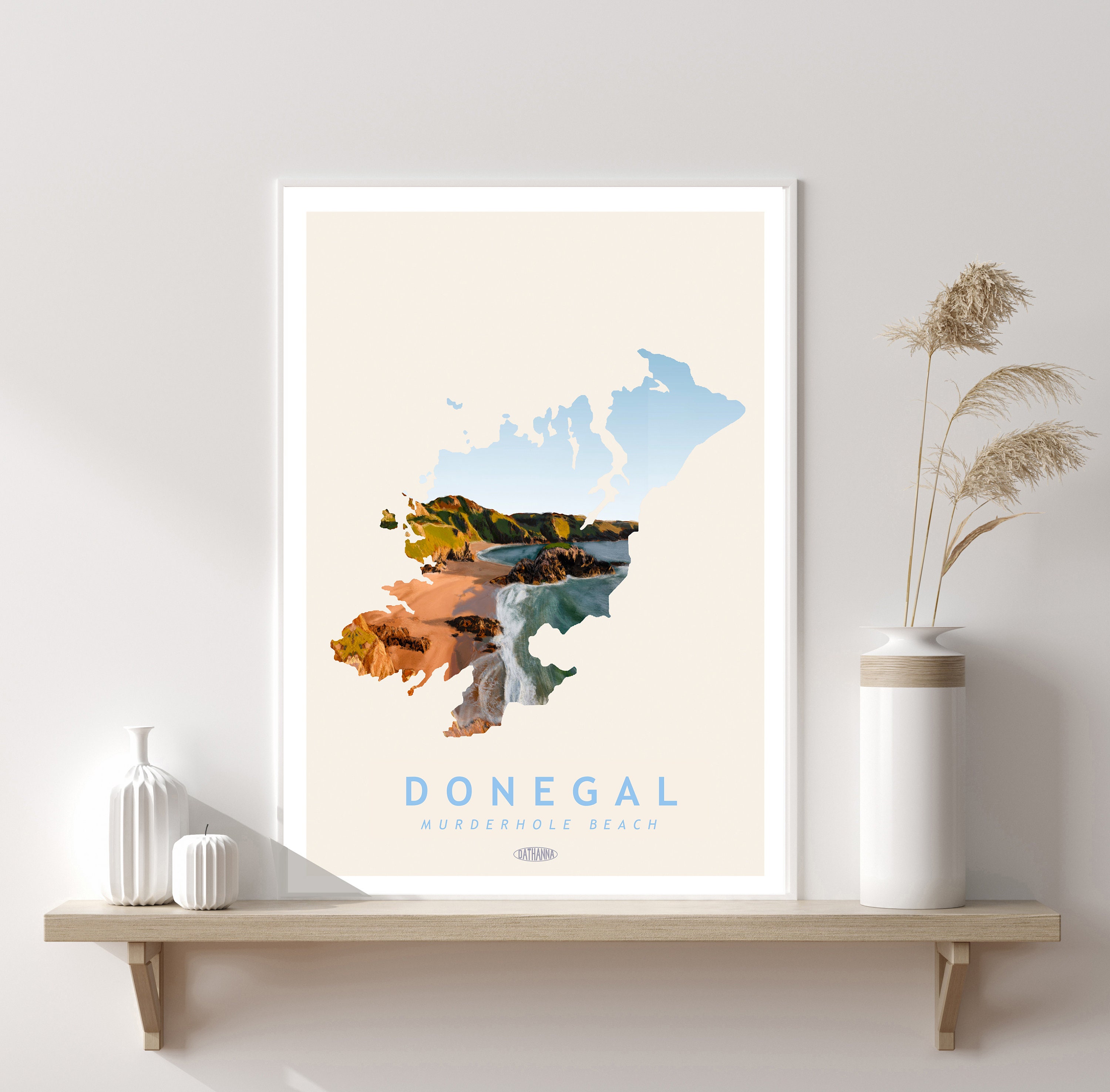 Murderhole Beach, Donegal Map Travel Poster Option 3 , Irish Landscape ...