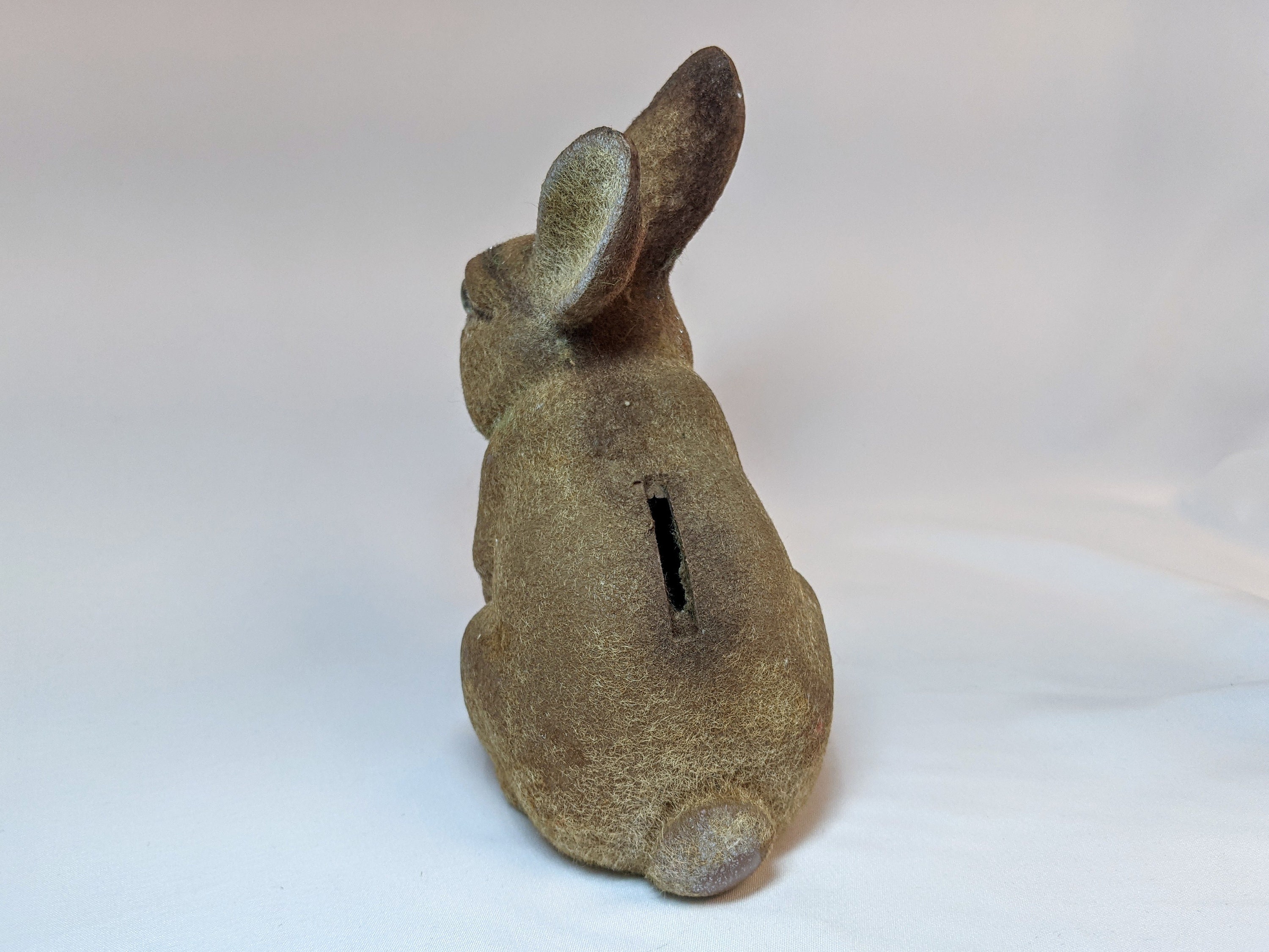 Vintage Flocked Rabbit Bank Fuzzy Bunny Made in Hong Kong | Etsy