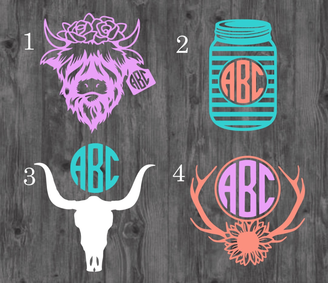 Country Monogram Decals | Monogram Car Decal | Monogram Yeti Decal ...