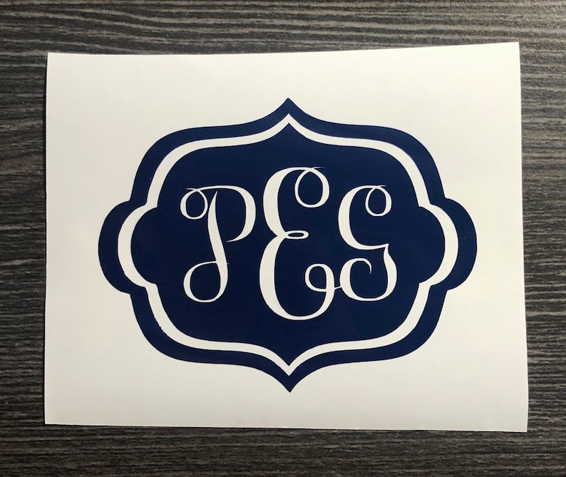 Car Monogram Decal Monogram Car Decal Monogram Yeti Decal | Etsy