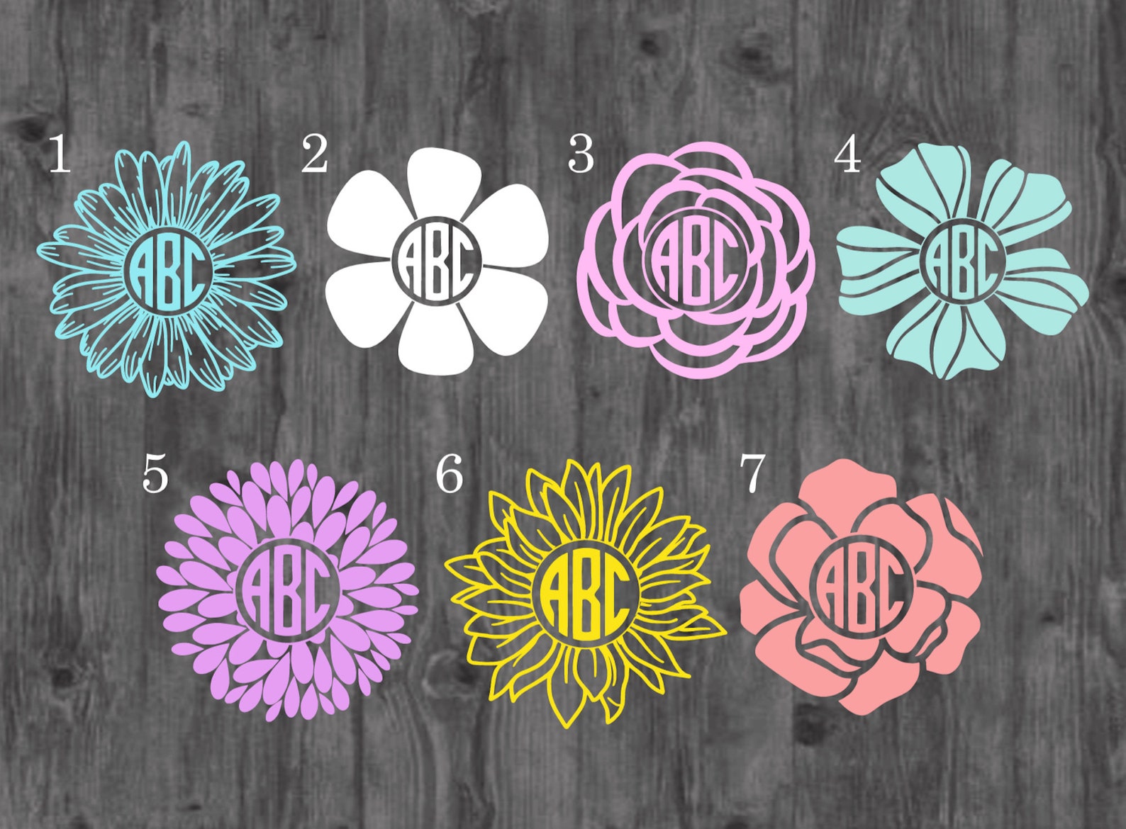 Flower Monogram Decal Monogram Car Decal Monogram Yeti - Etsy