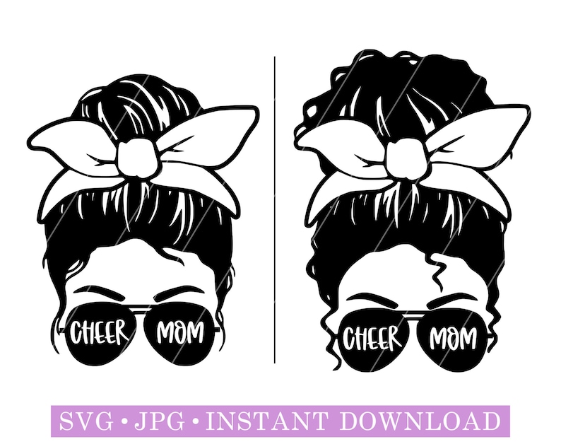 Messy Bun Cheer Mom Digital File SVG JPG Instant - Etsy Australia