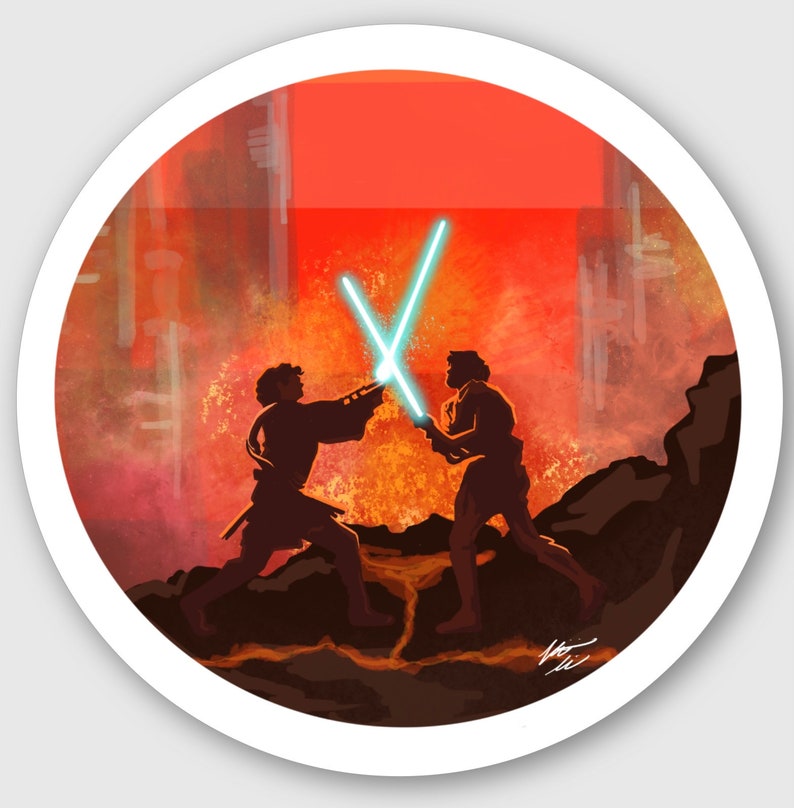Star Wars Mustafar Battle Sticker Anakin Vs. Obi-wan - Etsy