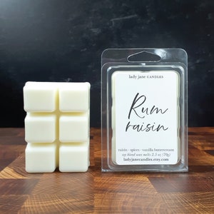 Rum Raisin Wax Melts | Highly Scented Wax Melt Bar | Strong Extra ...