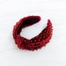 MAROON BEADED Knot Velvet Headband Deep Red Acrylic Beads - Etsy
