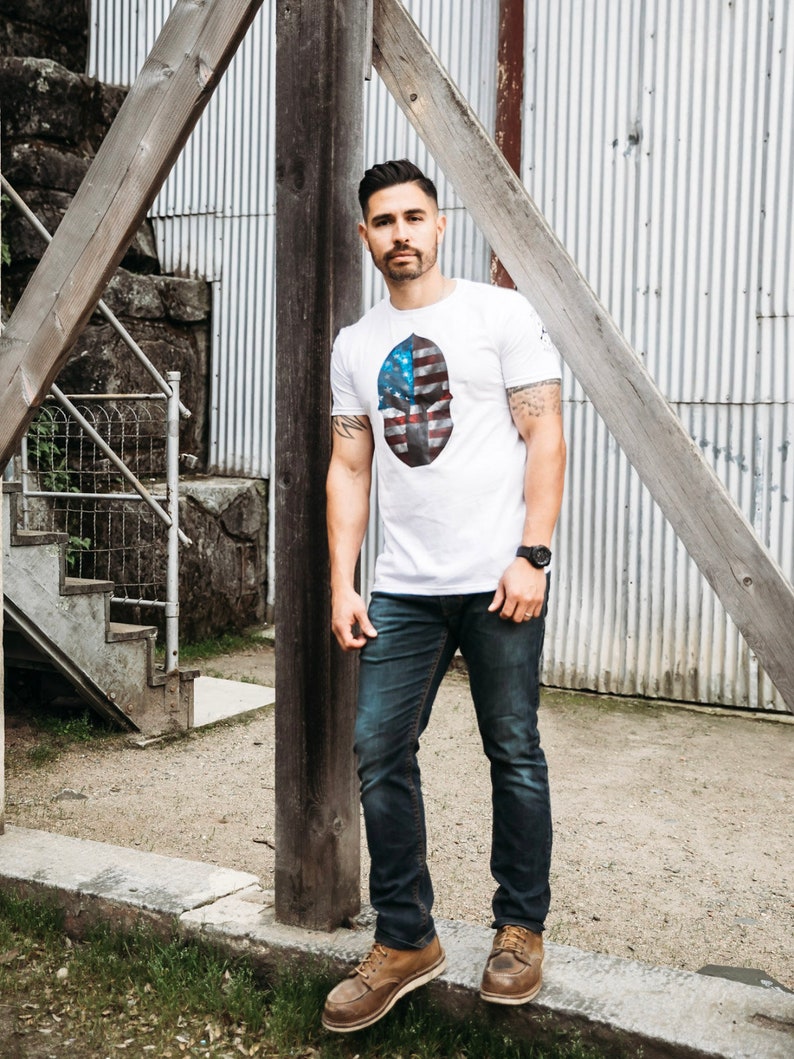 Distressed American Gladiator Helmet - Mens Tee - Etsy