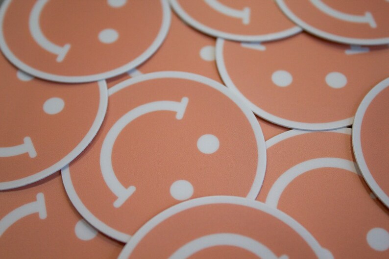 Pink Smiley Face Sticker - Etsy