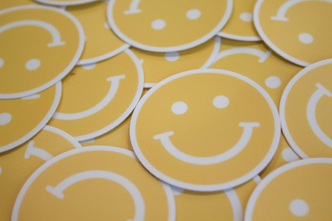 Yellow Smiley Face Sticker - Etsy