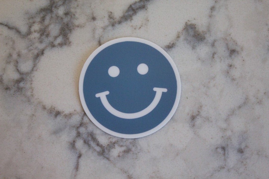 Blue Smiley Face Sticker - Etsy