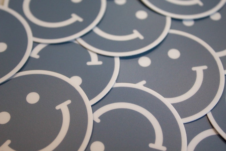 Blue Smiley Face Sticker - Etsy