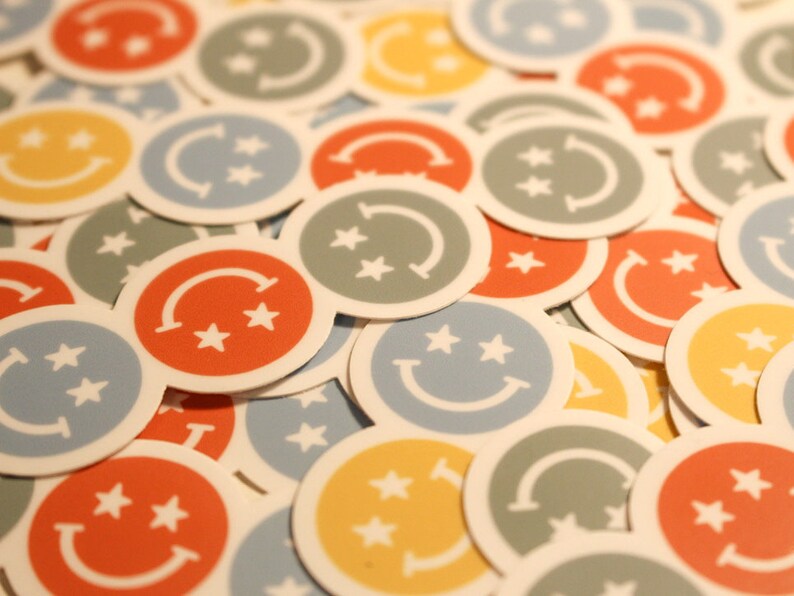 Starry Eyed Smiley Sticker - Etsy