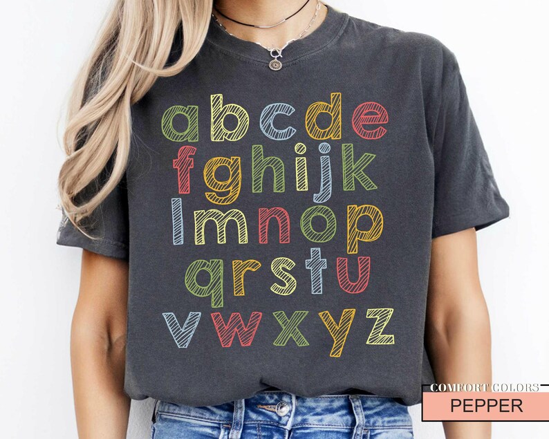 ABC Alphabet Shirt, Kindergarten Teacher Shirt, Preschool Teacher Shirt ...