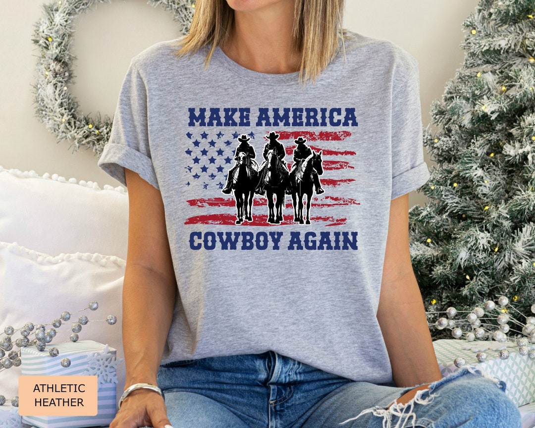 4th of July Western Patriotic Cowboy Shirt - Make America Cowboy Again ...