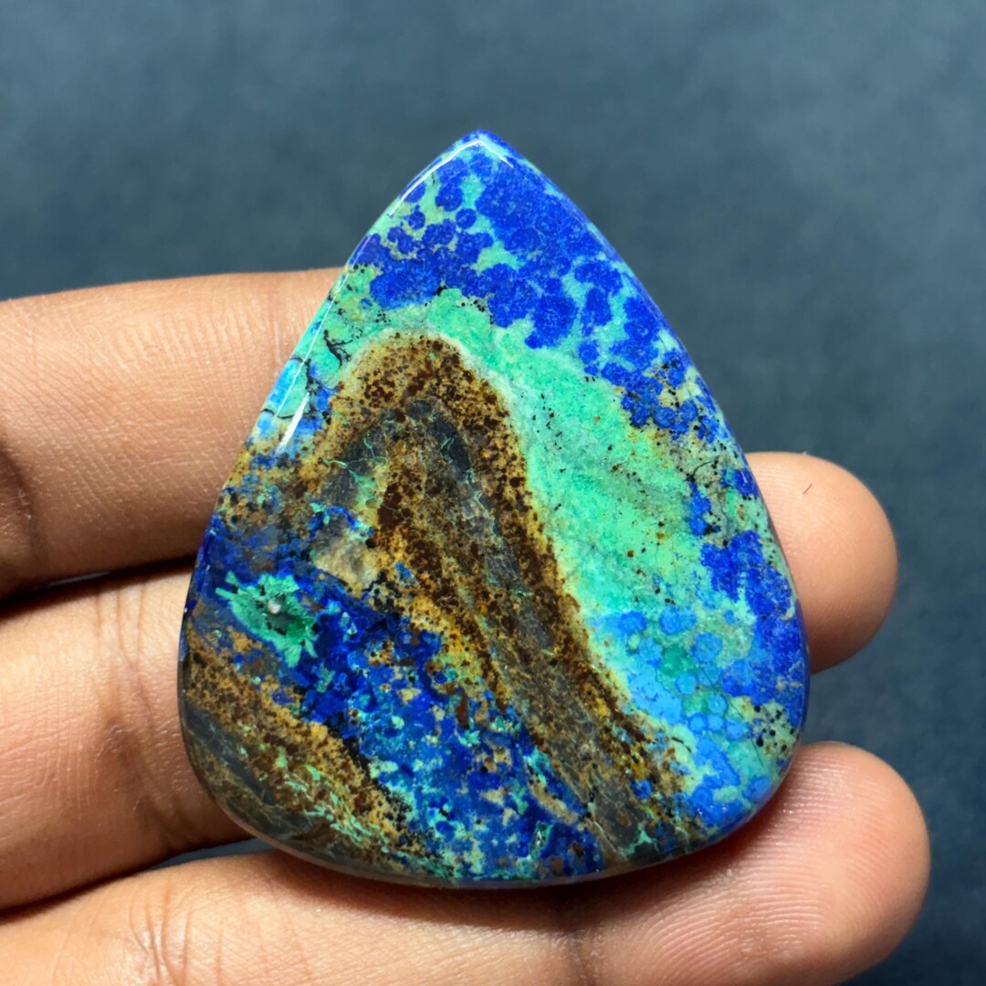 Azurite Gemstone Cabochon: Handmade Jewelry Stone (117ct, 51x42mm - Etsy