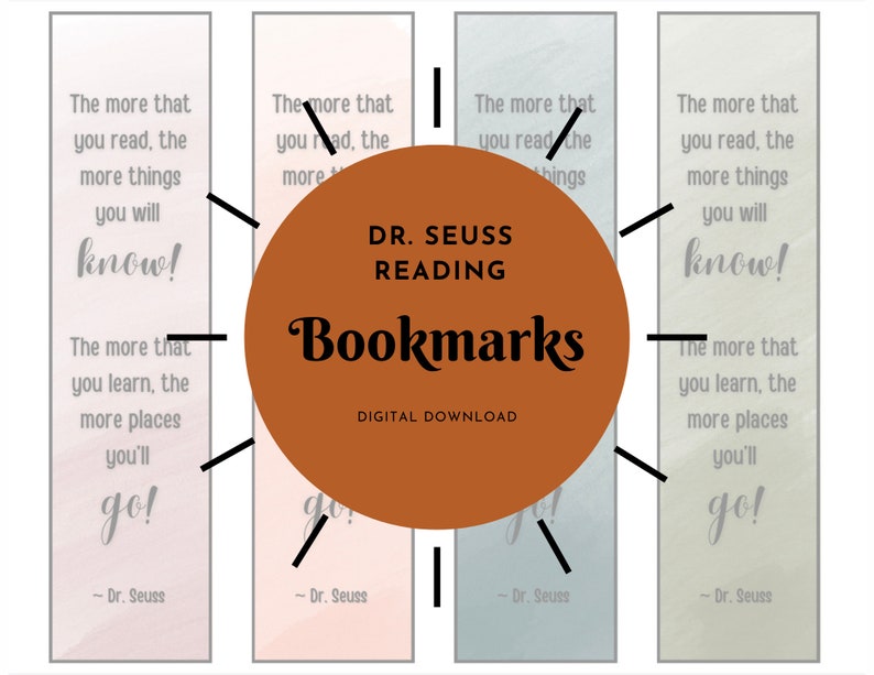 Printable Bookmarks With Dr. Seuss Quotes - Etsy
