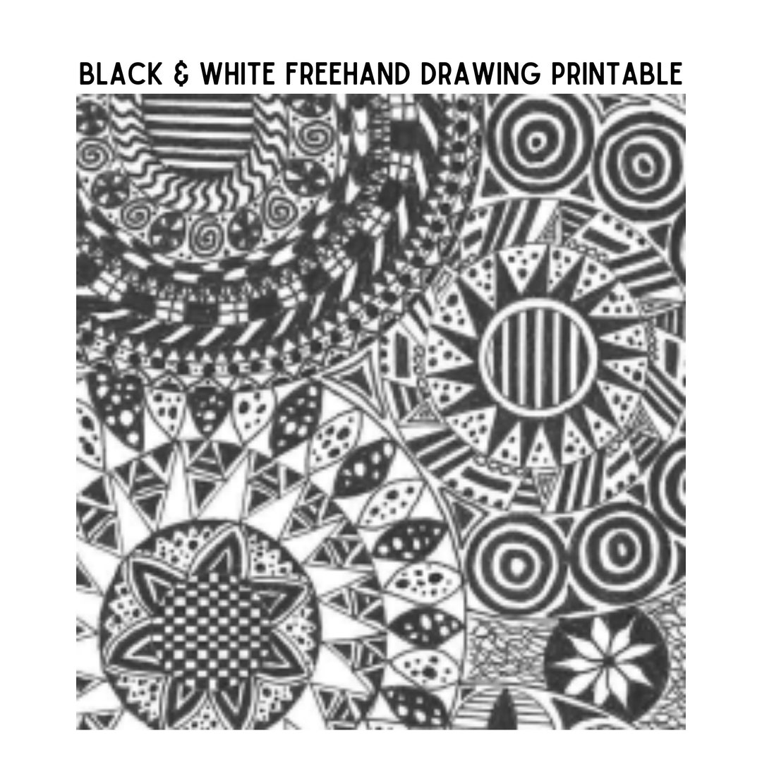 Instant Download - Black and White Drawing Printable - Etsy