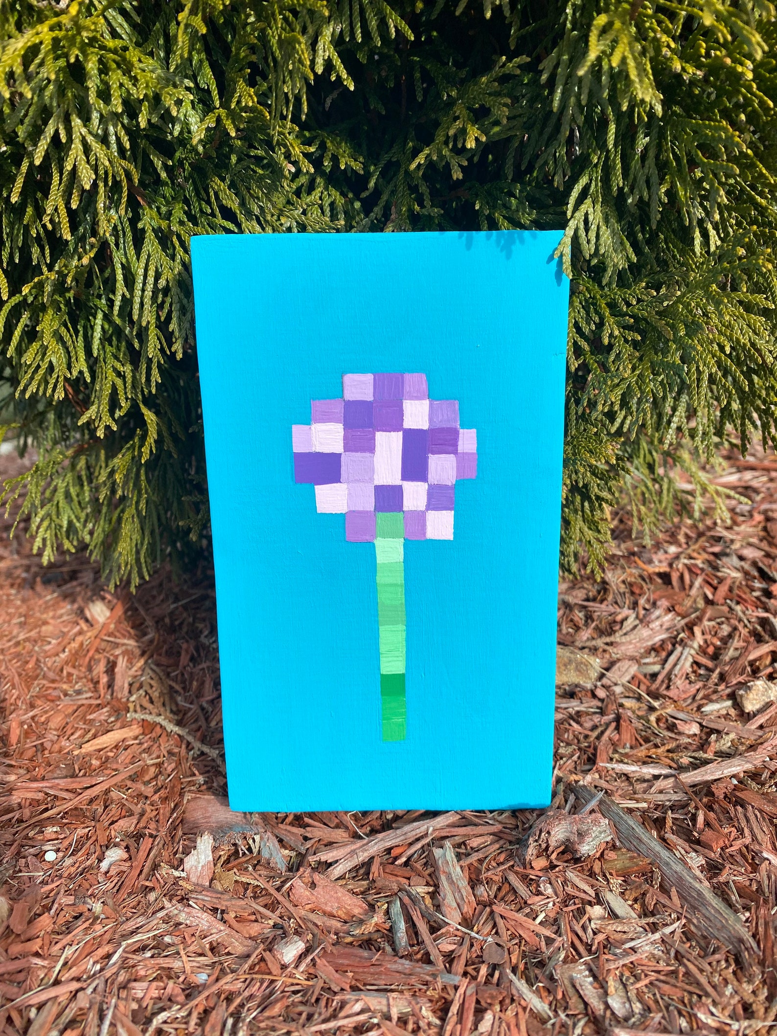 Allium Minecraft Flower 6.5 by 4 Wood Block | Etsy