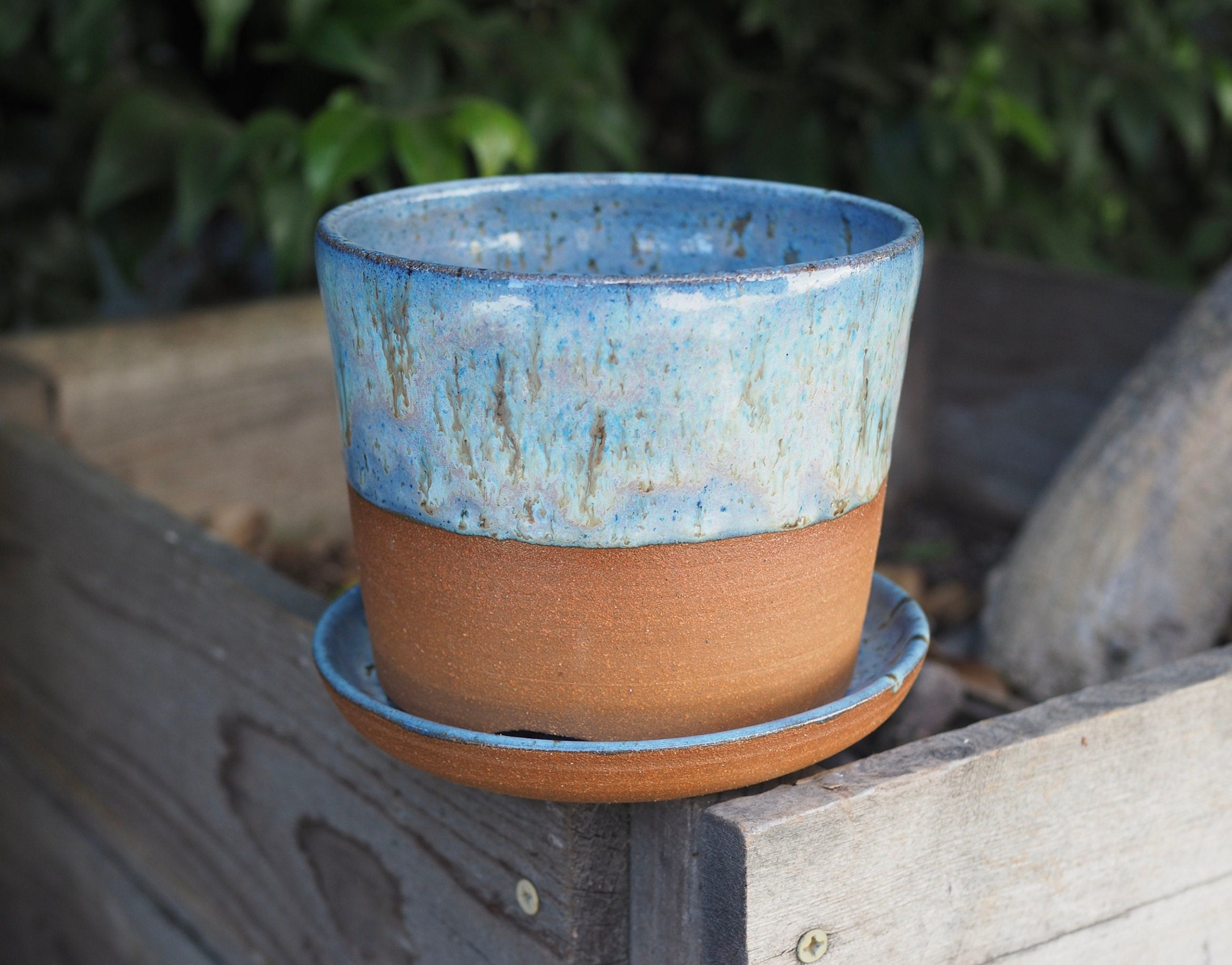 Small Handmade Ceramic Planter With Plate 4.75w X - Etsy