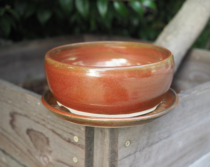 Handmade Ceramic Planter With Matching Plate - 6.25"w X 2.25"h ...