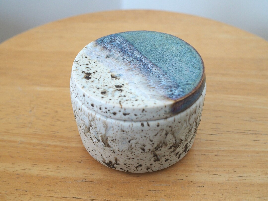 Small Handmade Ceramic Lidded Jar: Speckled Stoneware Trinket Box - Etsy