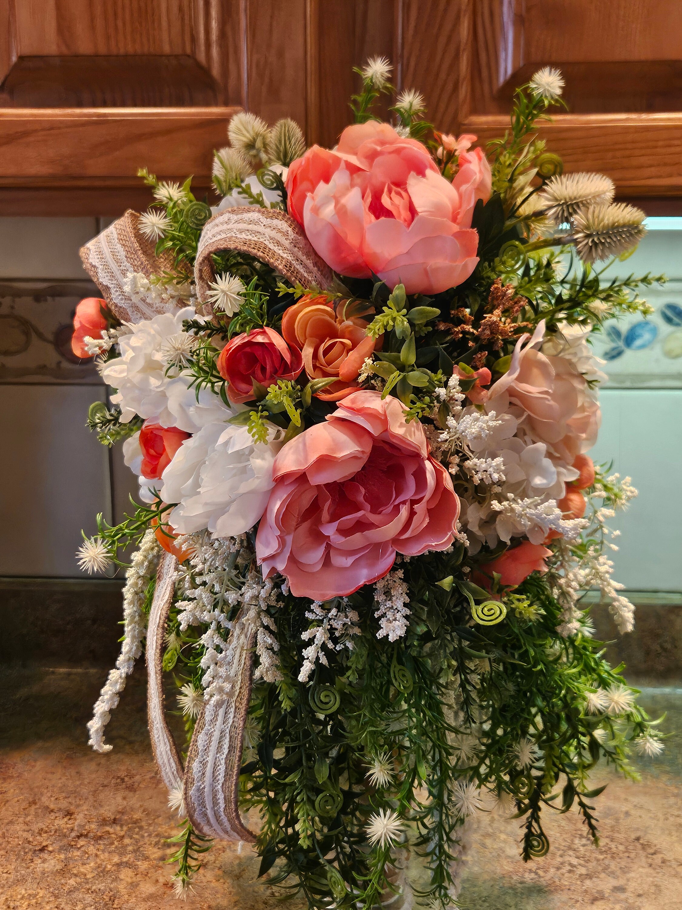 Spring Summer Candlestick Arrangement, Everyday Floral Centerpiece ...